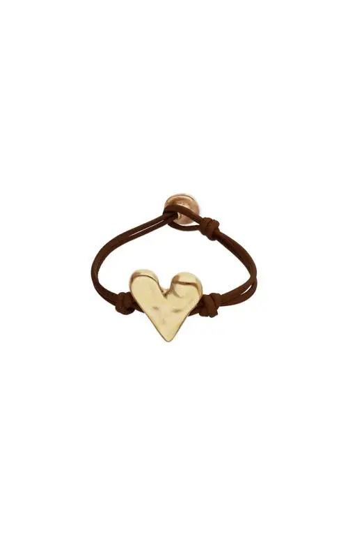 UNODE50 Brown Leather Strap With 18k -plated Heart Detail