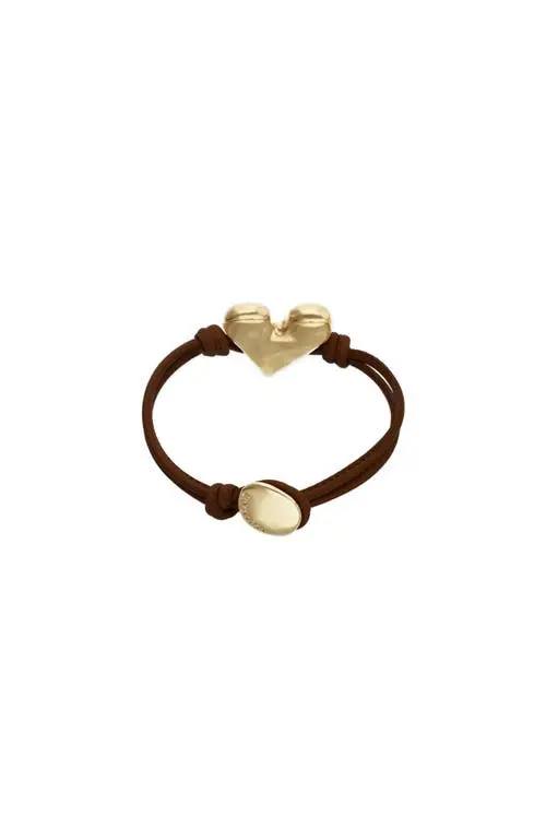 UNODE50 Brown Leather Strap With 18k -plated Heart Detail