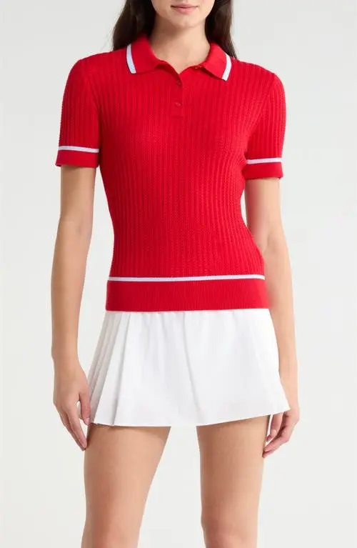 G/fore Summer Friday Textured Cotton & Cashmere Polo Shirt - Lava