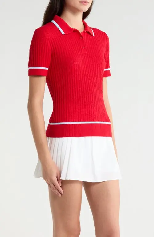 G/fore Summer Friday Textured Cotton & Cashmere Polo Shirt