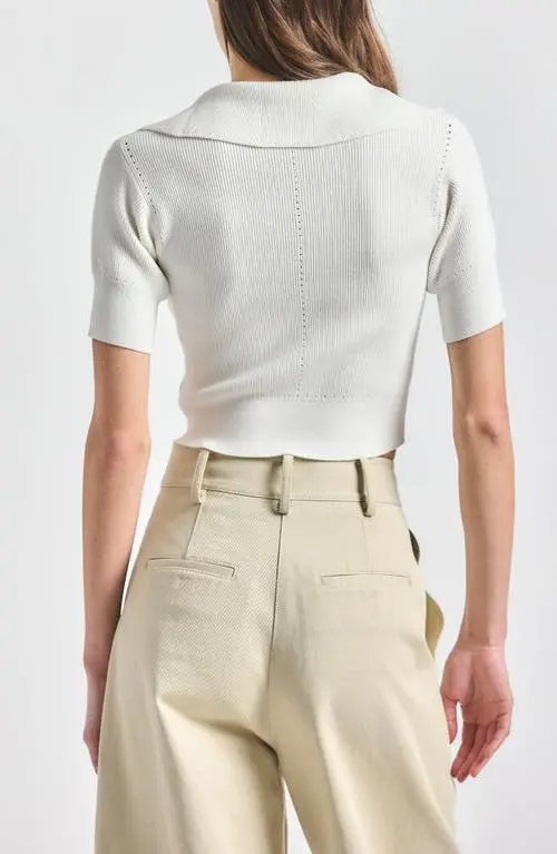 Derek Lam 10 Crosby Antonella Compact Knit Polo - Marshmallow
