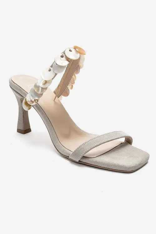 FOREVER & ALWAYS SHOES Arund Leather Stiletto Ankle Strap Sandal