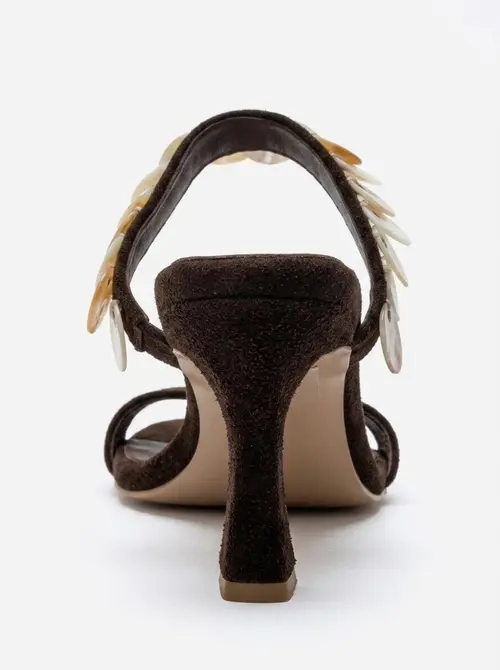 FOREVER & ALWAYS SHOES Embellished Suede Stiletto Sandals - Brown Suede