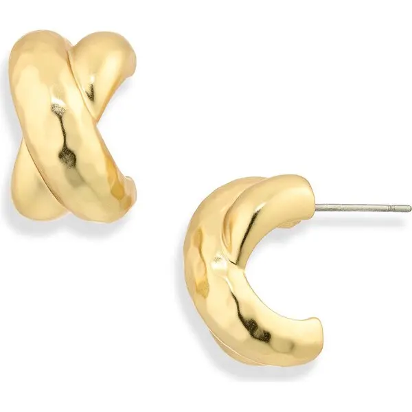 KARINE SULTAN Crisscross Mini Hoop Earrings - Gold