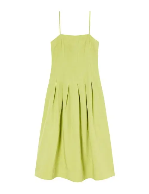 Whistles Linen Blend Waisted Midi Dress