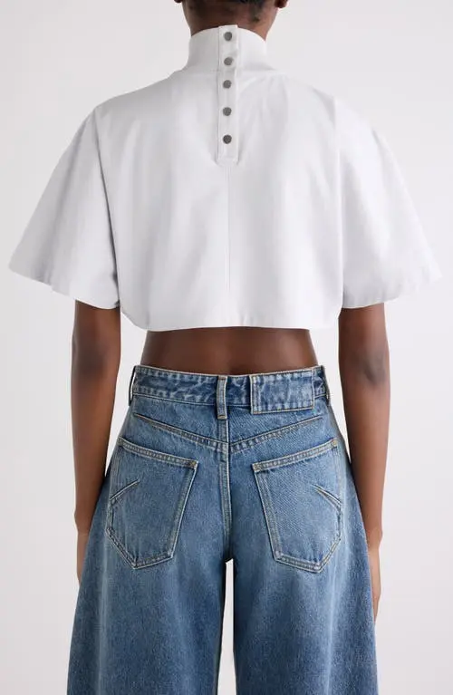 Alaïa Mock Neck Cotton Jersey Crop Top