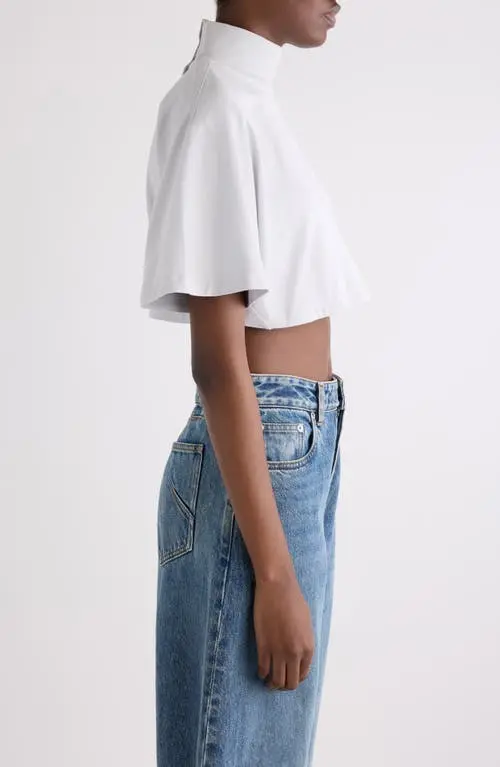 Alaïa Mock Neck Cotton Jersey Crop Top