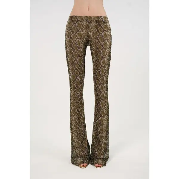 NOCTURNE Snake Print Low Rise Flare Trousers - Multi-colored