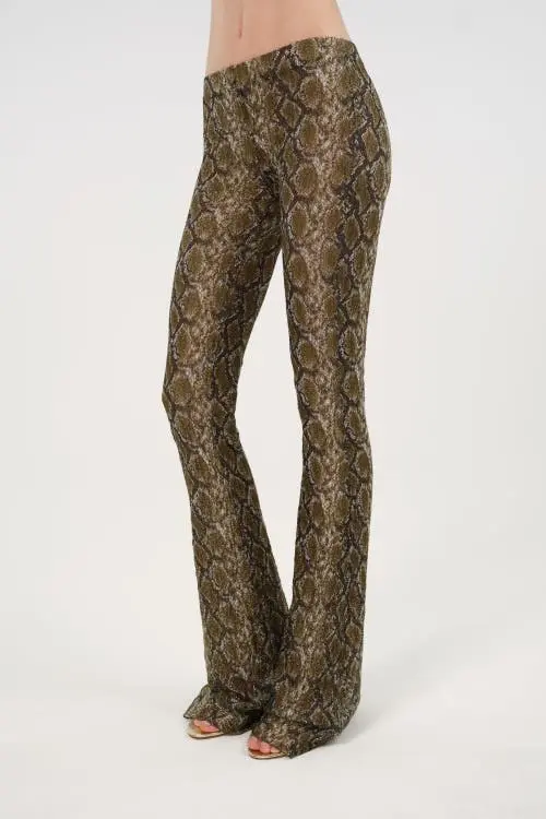 NOCTURNE Snake Print Low Rise Flare Trousers