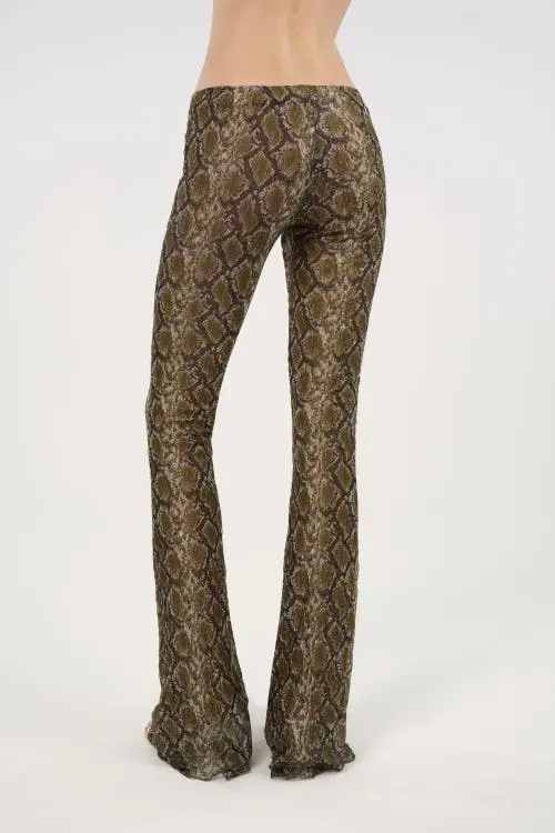 NOCTURNE Snake Print Low Rise Flare Trousers