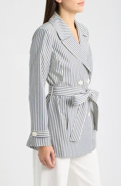 TAHARI ASL Striped Seersucker Wrap Jacket
