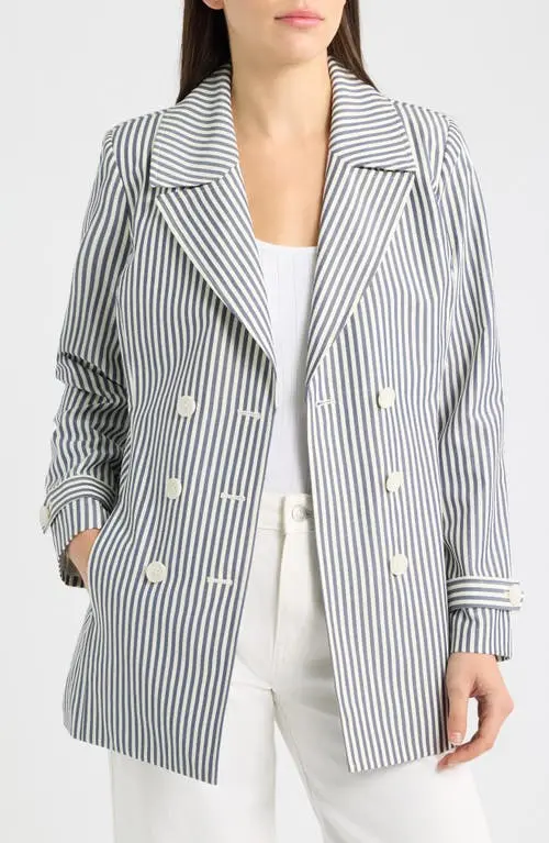 TAHARI ASL Striped Seersucker Wrap Jacket