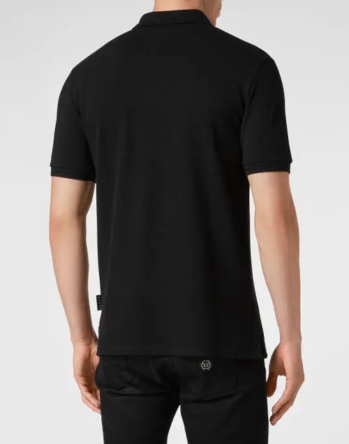 Philipp Plein Polo Shirt Ss Gothic Plein Pp Hexagon - Black