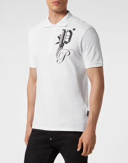 Philipp Plein Polo Shirt Ss Gothic Plein Pp Hexagon