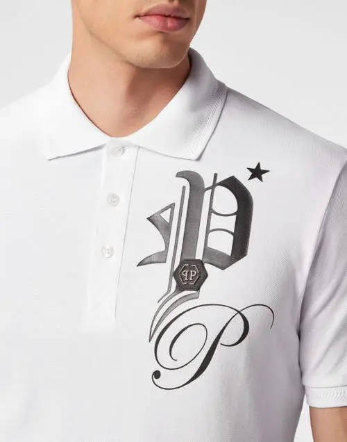 Philipp Plein Polo Shirt Ss Gothic Plein Pp Hexagon