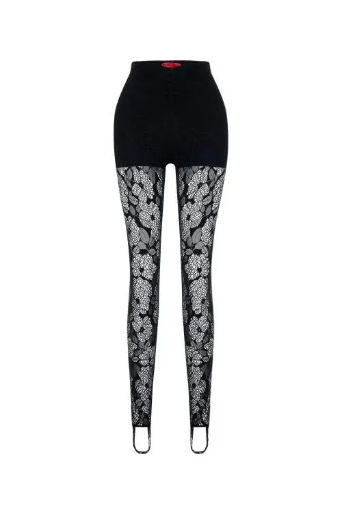 PCFG The Party Edit Lace Leggings With Built In Ribbed Shorts - Black