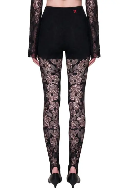 PCFG Lace Leggings With Built-in Ribbed Shorts