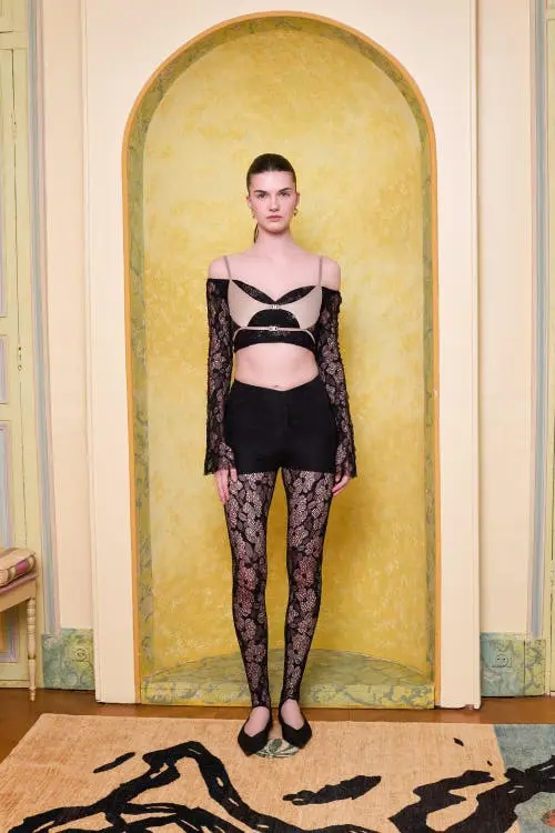 PCFG Lace Leggings With Built-in Ribbed Shorts