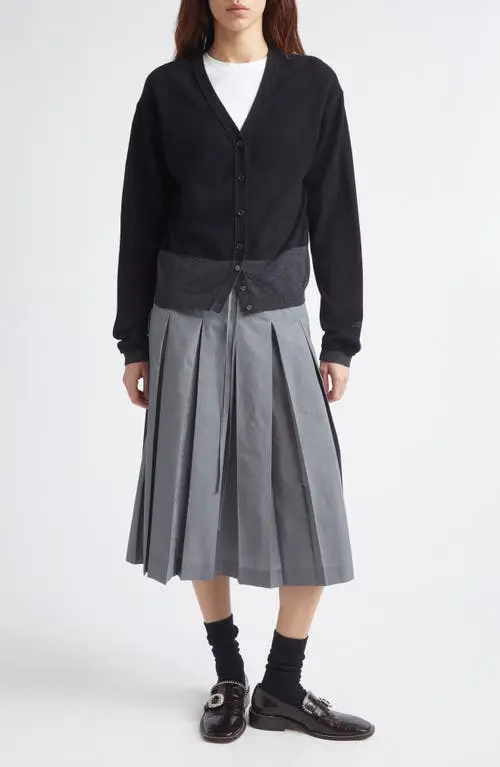 EENK Colorblock Wool V-neck Cardigan - Black