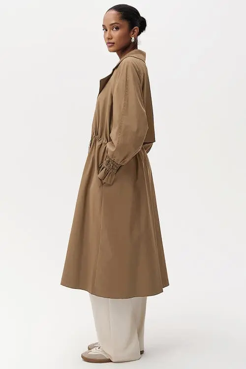 EXQUISE Daniele Belted Midi Trenchcoat - Camel