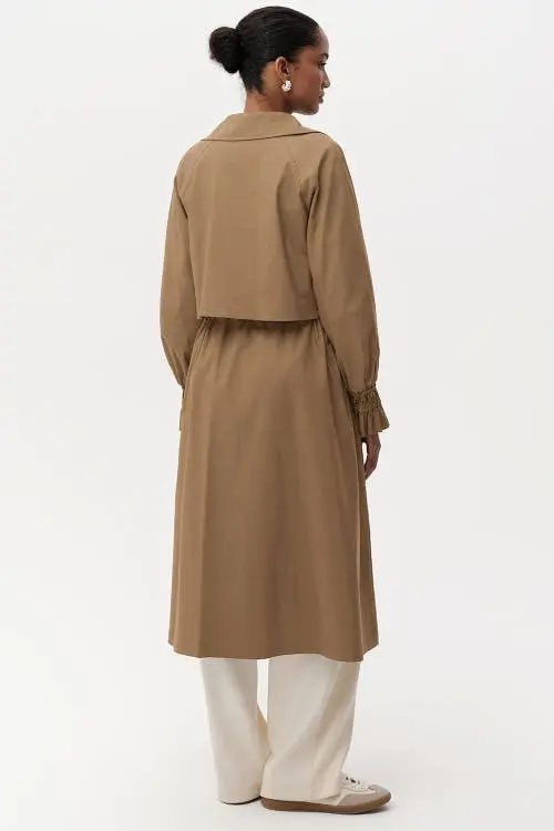 EXQUISE Daniele Belted Midi Trenchcoat - Camel