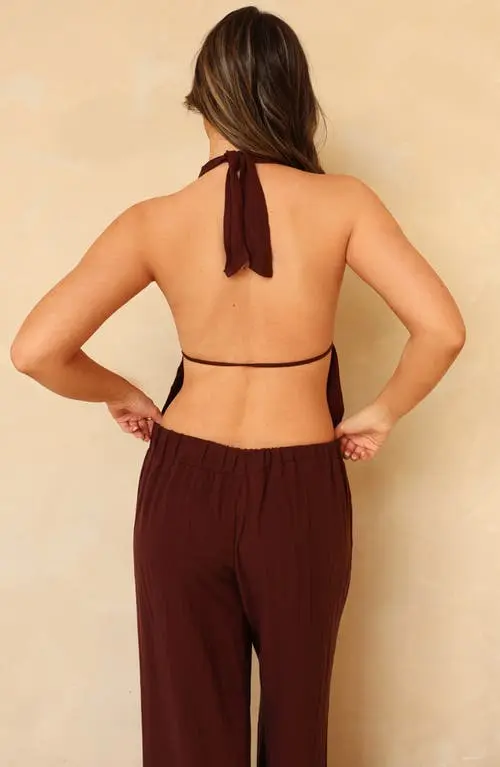 DIPPIN DAISY'S Beso Halter Top With Open Back And Front Tie - Terra