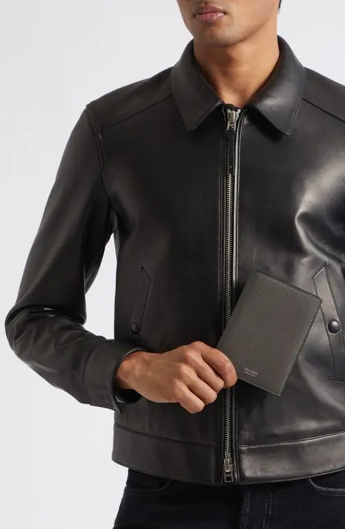 TOM FORD T-line Leather Passport Holder - Smoke Grey