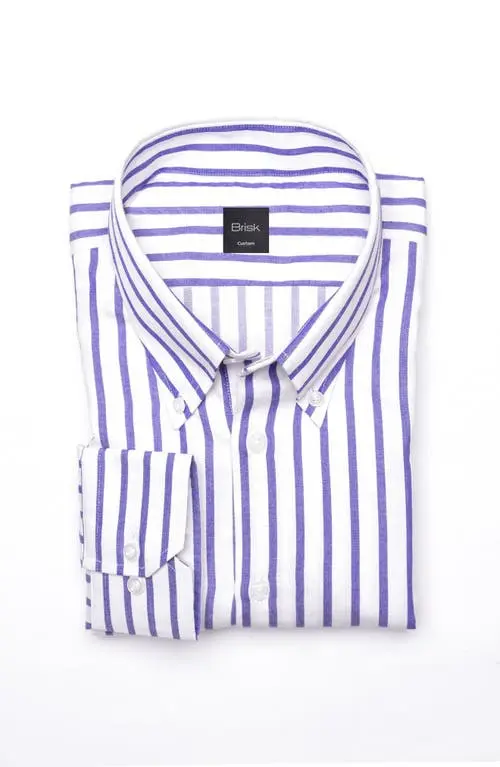 BRISK Wide Stripes Pima Cotton Dress Shirt - Button Down Collar