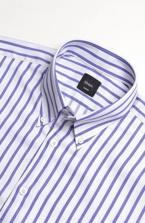 BRISK Wide Stripes Pima Cotton Dress Shirt - Button Down Collar