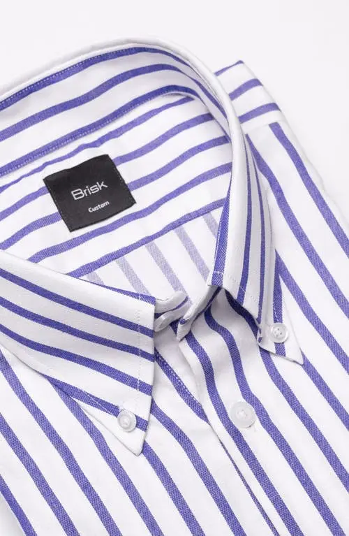BRISK Wide Stripes Pima Cotton Dress Shirt - Button Down Collar