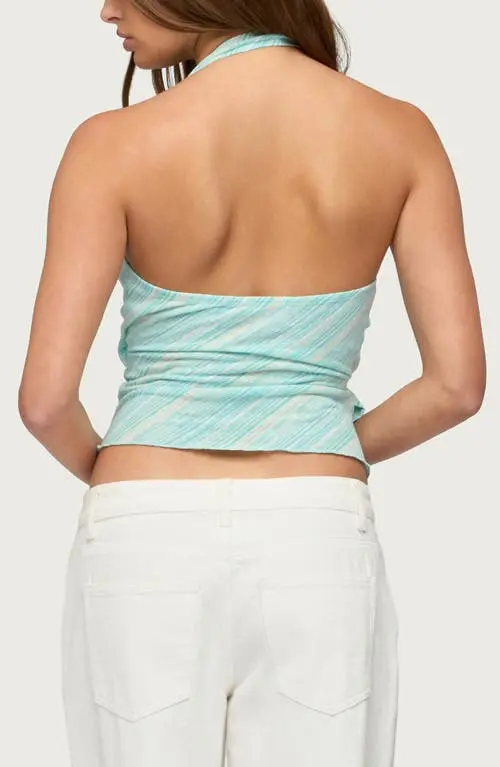EDIKTED Relle Stripe Faux Wrap Crop Top