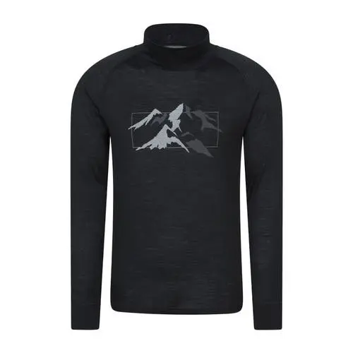 Mountain Warehouse Gender Inclusive Quest Merino Wool Long-sleeved Thermal Top - Black