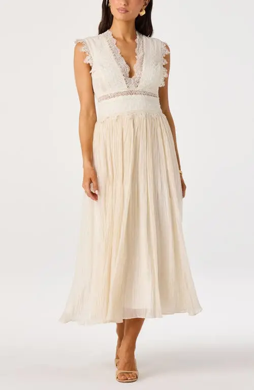 Astr The Label Eloise Mixed Media Lace Midi Dress - Cream