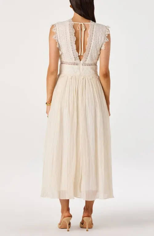 Astr The Label Eloise Mixed Media Lace Midi Dress