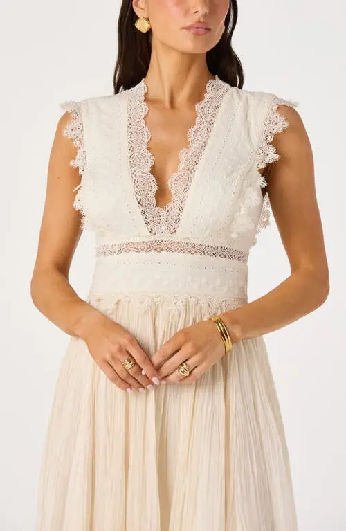 Astr The Label Eloise Mixed Media Lace Midi Dress