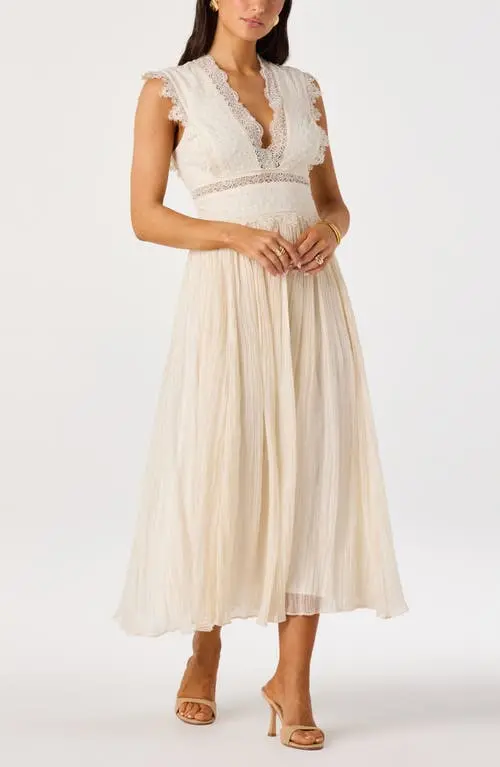 Astr The Label Eloise Mixed Media Lace Midi Dress