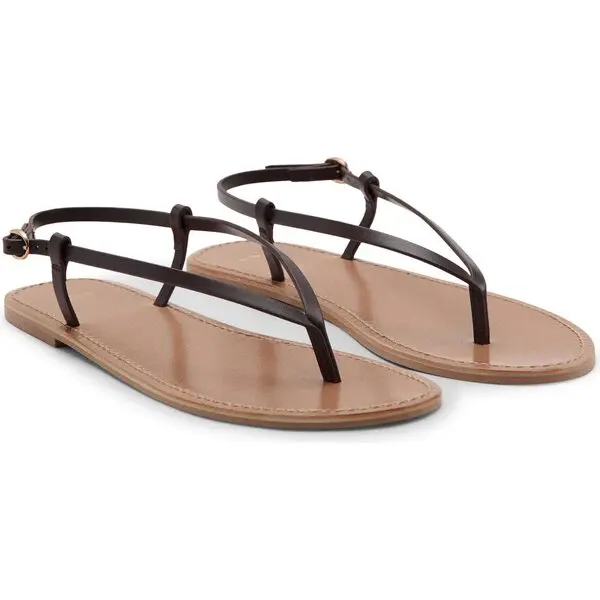 Mango Ankle Strap Thong Sandal - Burgundy