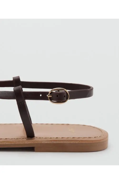 Mango Ankle Strap Thong Sandal - Burgundy