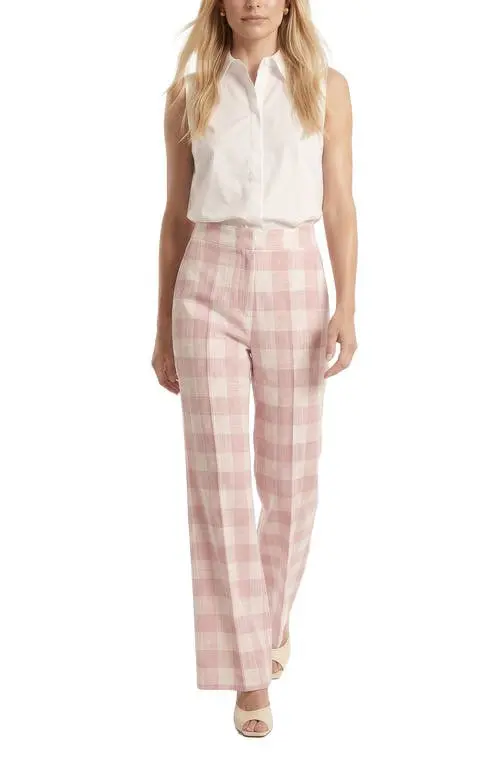 LILY AND LIONEL Zena Flared Check Trouser - Pink