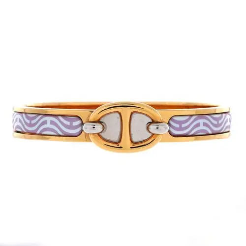 Hermès Mini Clic Chaine D'ancre Bracelet Metal And Printed Enamel - Purple