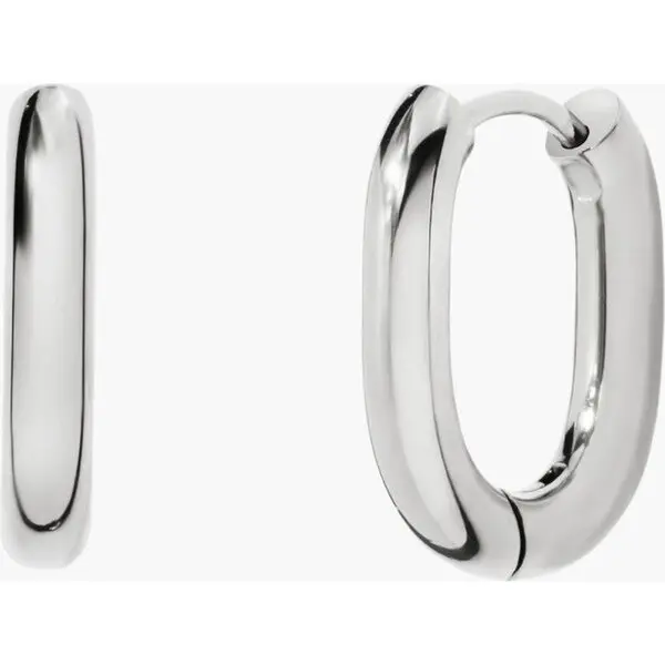 LITTLE SKY STONE Halo Oval Hoop Earrings - Silver