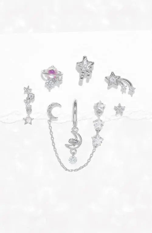 GIRLS CREW Lunar Dreams Set Of 4 Stud Earrings - Silver