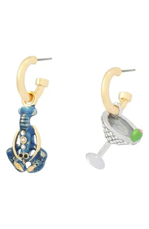 Kurt Geiger Pavé Lobster & Martini Mismatch Drop Earrings