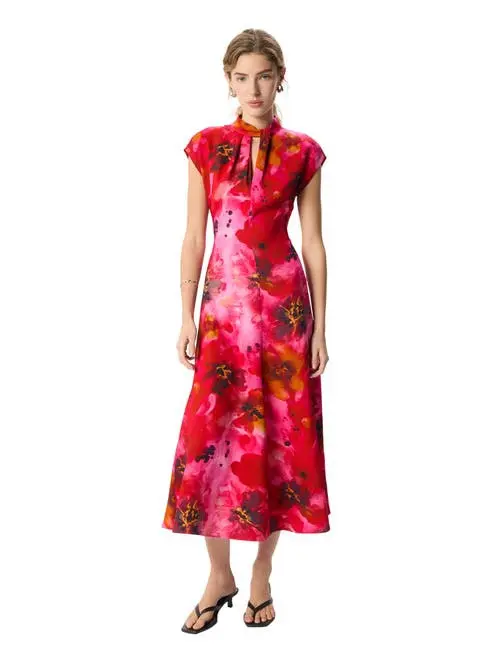 Whistles Painterly Floral Midi Dress