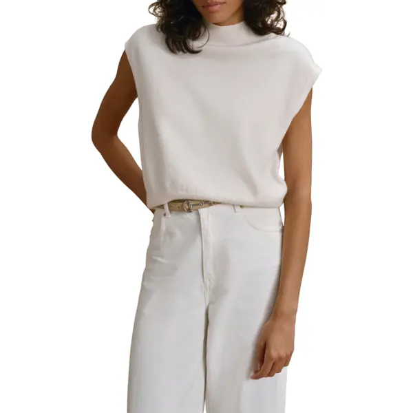 Mint Velvet Relaxed Mock Neck Knit Top - Cream