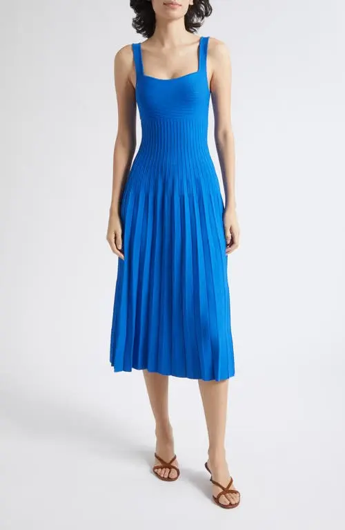 Staud Ellison Pleated Midi Dress - Cobalt