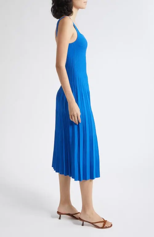 Staud Ellison Pleated Midi Dress - Cobalt