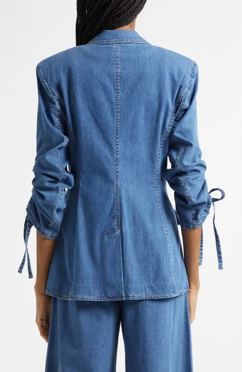 Cinq À Sept Norah Ruched Sleeve Denim Blazer