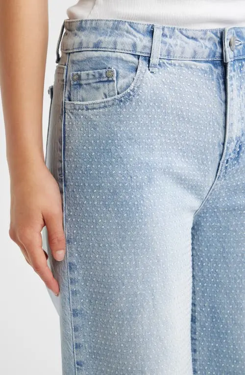 TRACTR Rhinestone Embellished Wide Leg Jeans