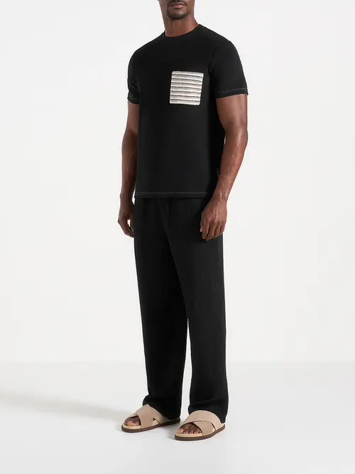 Manière De Voir Joris Whipstitch Pocket Detail T Shirt - Black